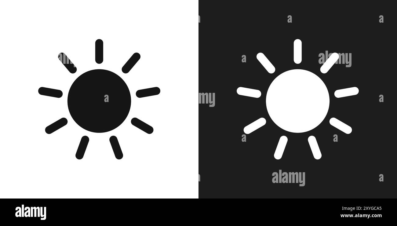 Sun icon logo sign vector outline in black and white color Stock Vector ...