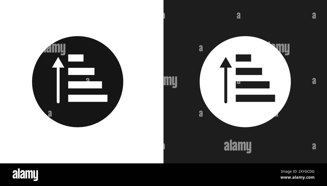 Sort amount up icon logo sign vector outline in black and white color ...