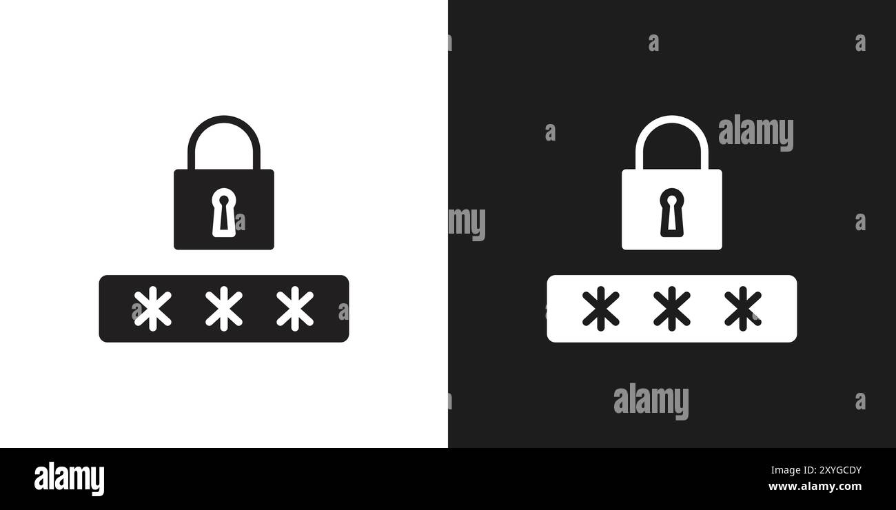 Password icon logo sign vector outline in black and white color Stock ...