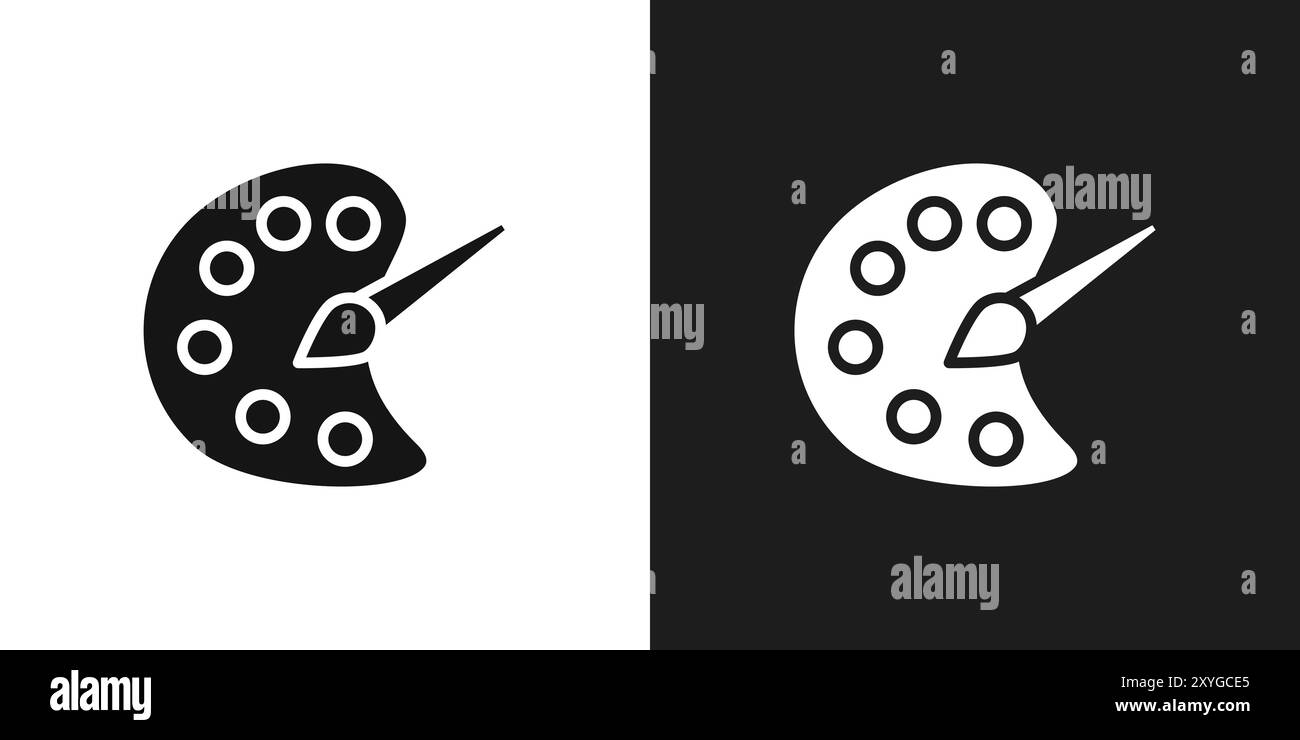 Palette icon logo sign vector outline in black and white color Stock ...