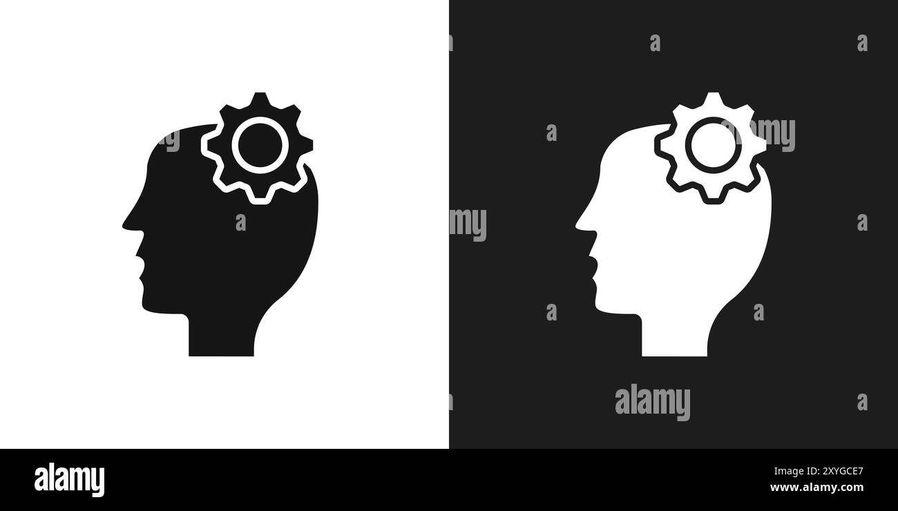 Thinking icon logo sign vector outline in black and white color Stock ...
