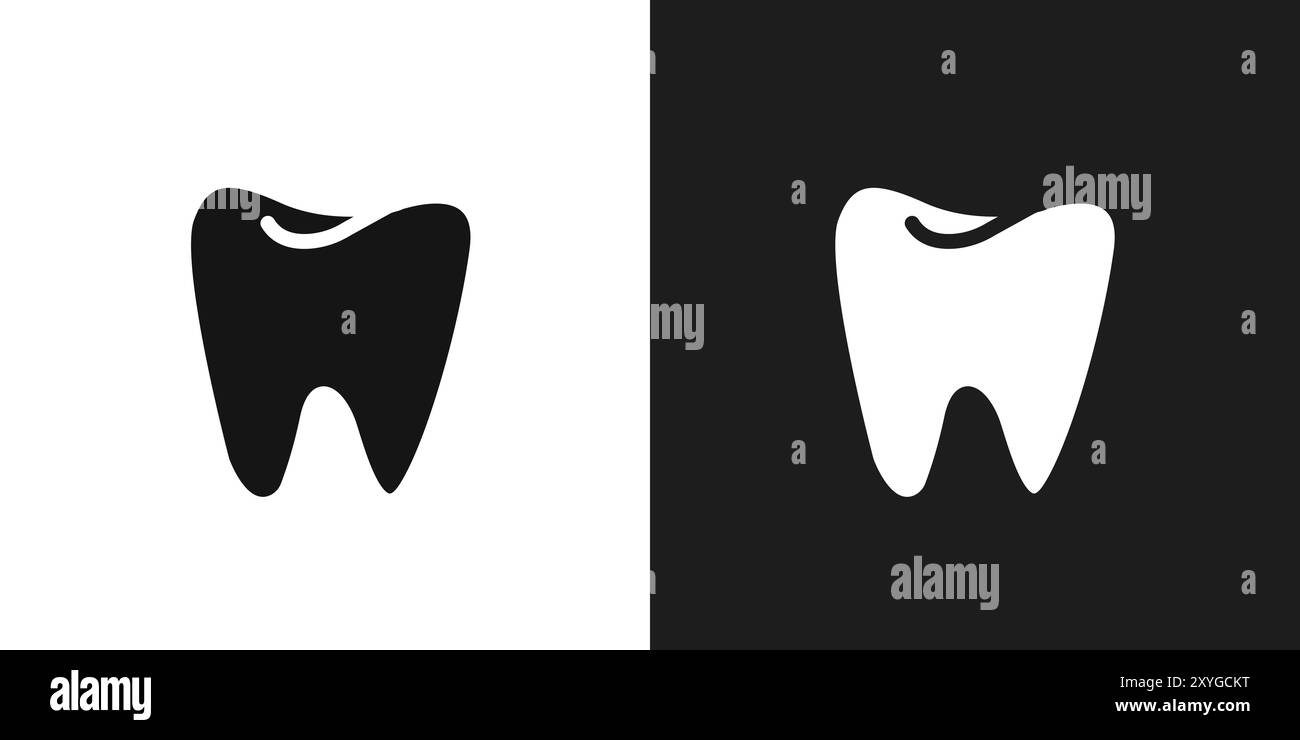 Tooth icon logo sign vector outline in black and white color Stock ...
