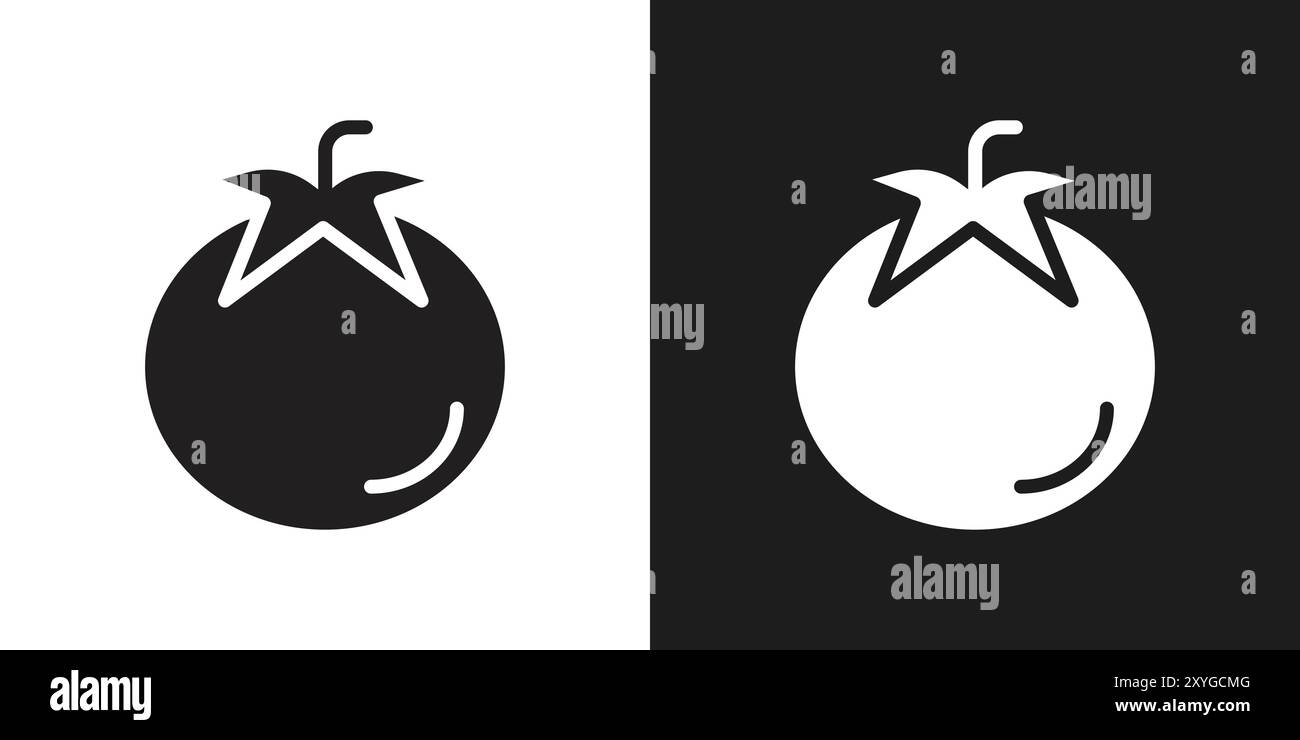 Tomato icon logo sign vector outline in black and white color Stock ...