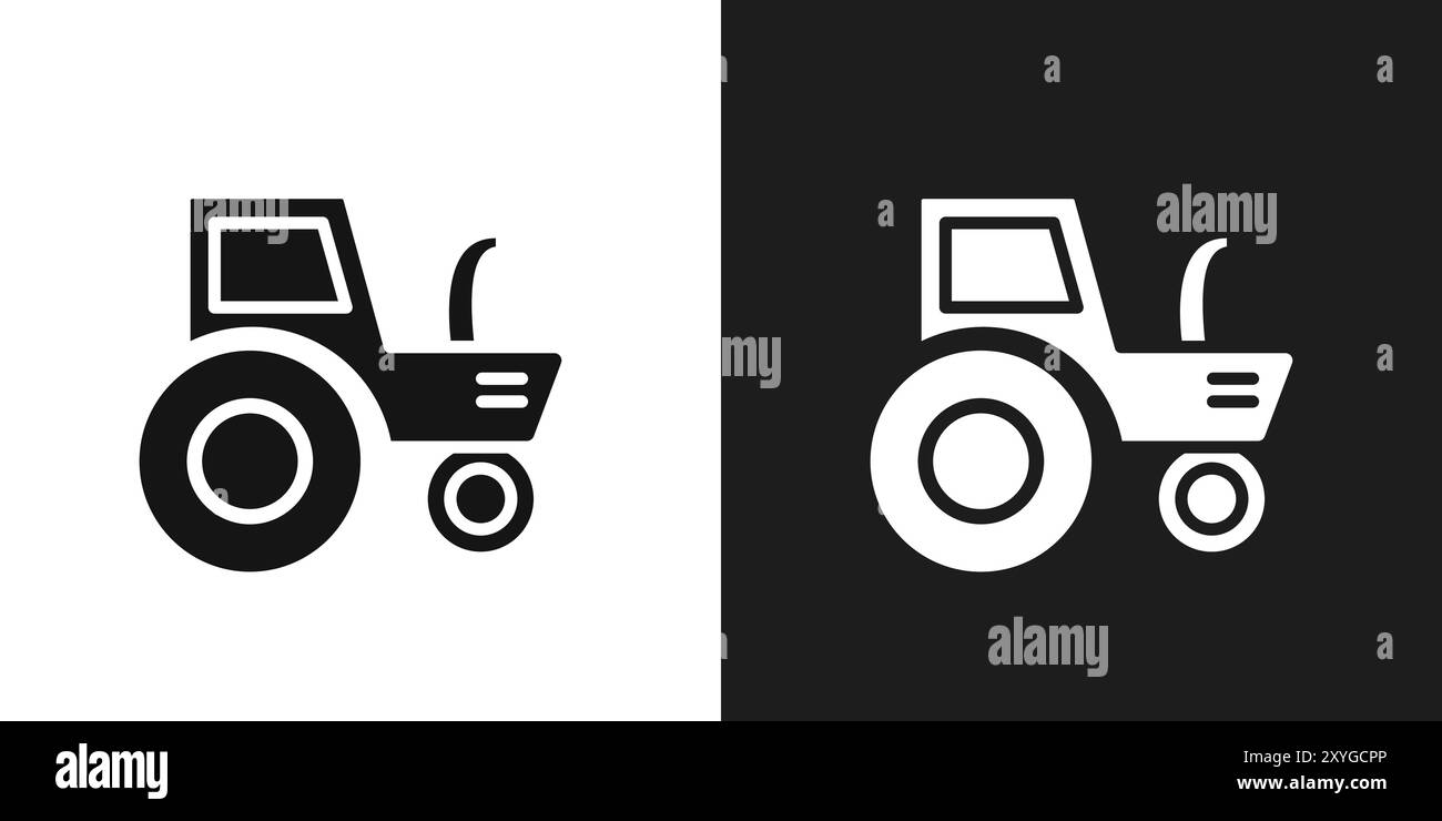 Tractor icon logo sign vector outline in black and white color Stock ...
