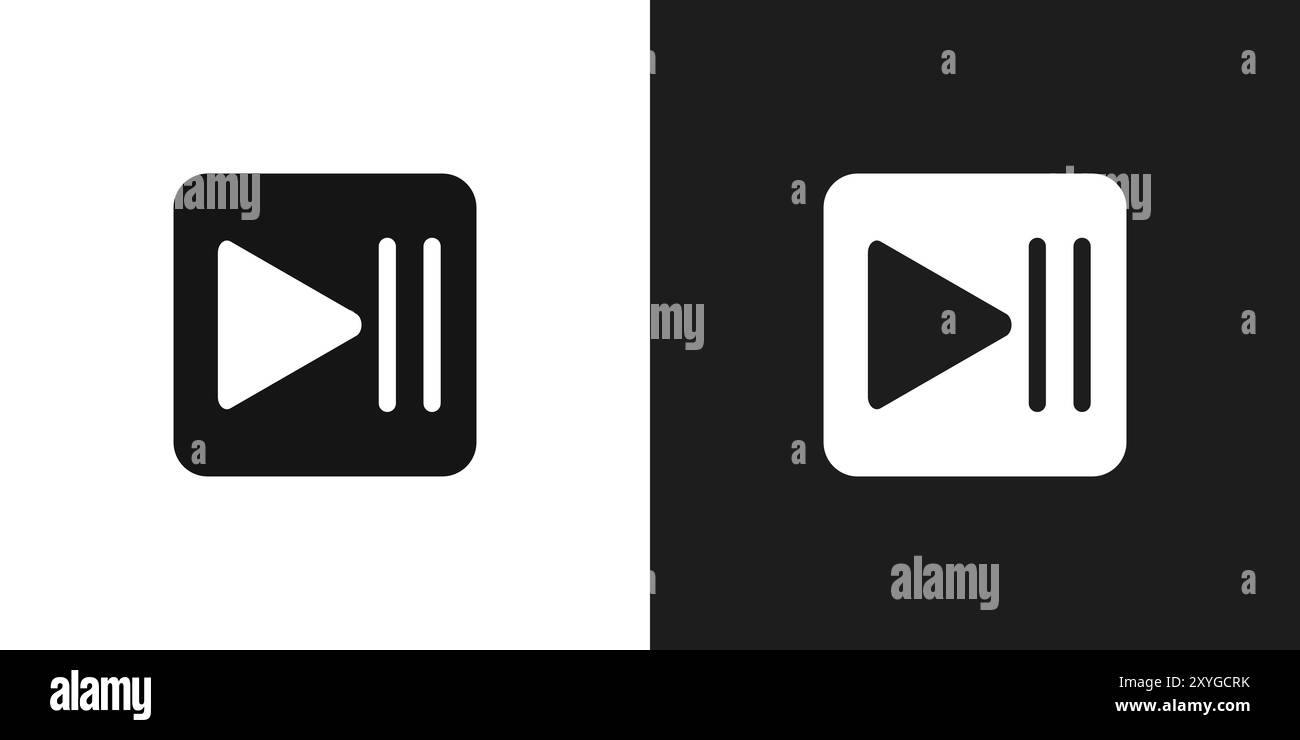 Play pause icon logo sign vector outline in black and white color Stock ...