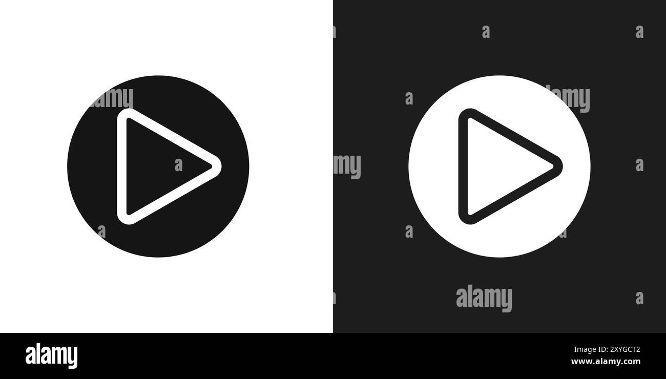 Play icon logo sign vector outline in black and white color Stock ...