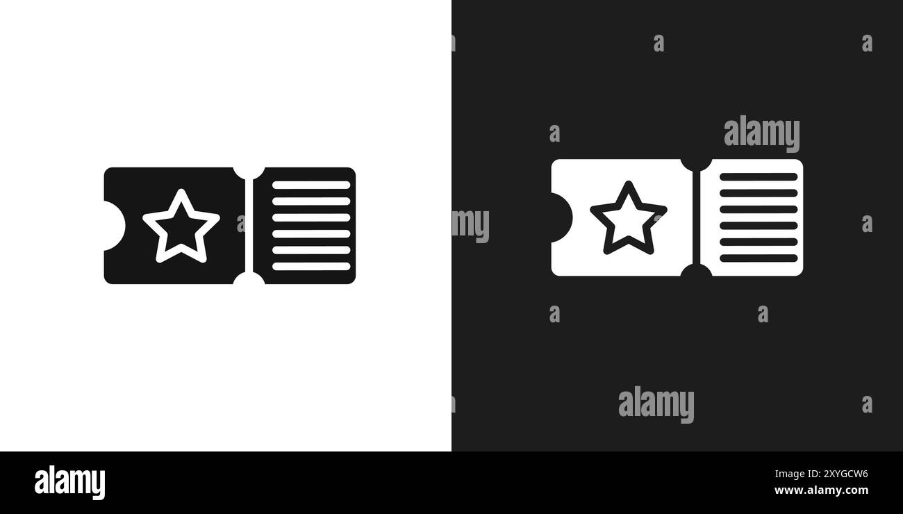 Ticket icon logo sign vector outline in black and white color Stock ...