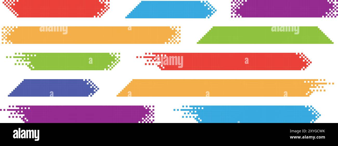 Pixel banner. Header, footer color layout with mosaic edges. Horizontal ...