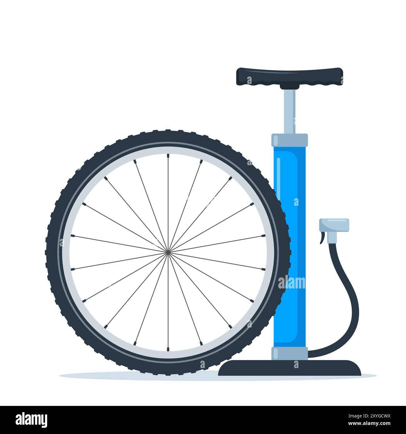 Air pump and bicycle wheel. Mechanical device for pumping. Pressure ...