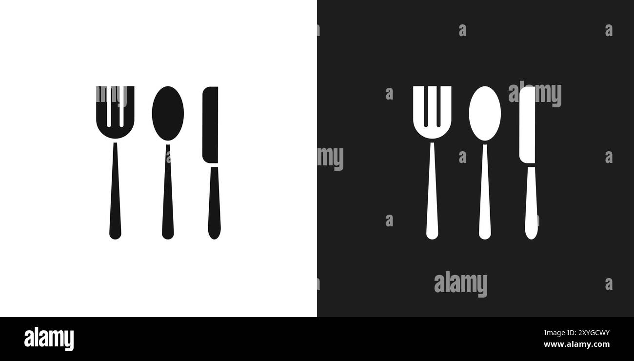 Utensils icon logo sign vector outline in black and white color Stock ...