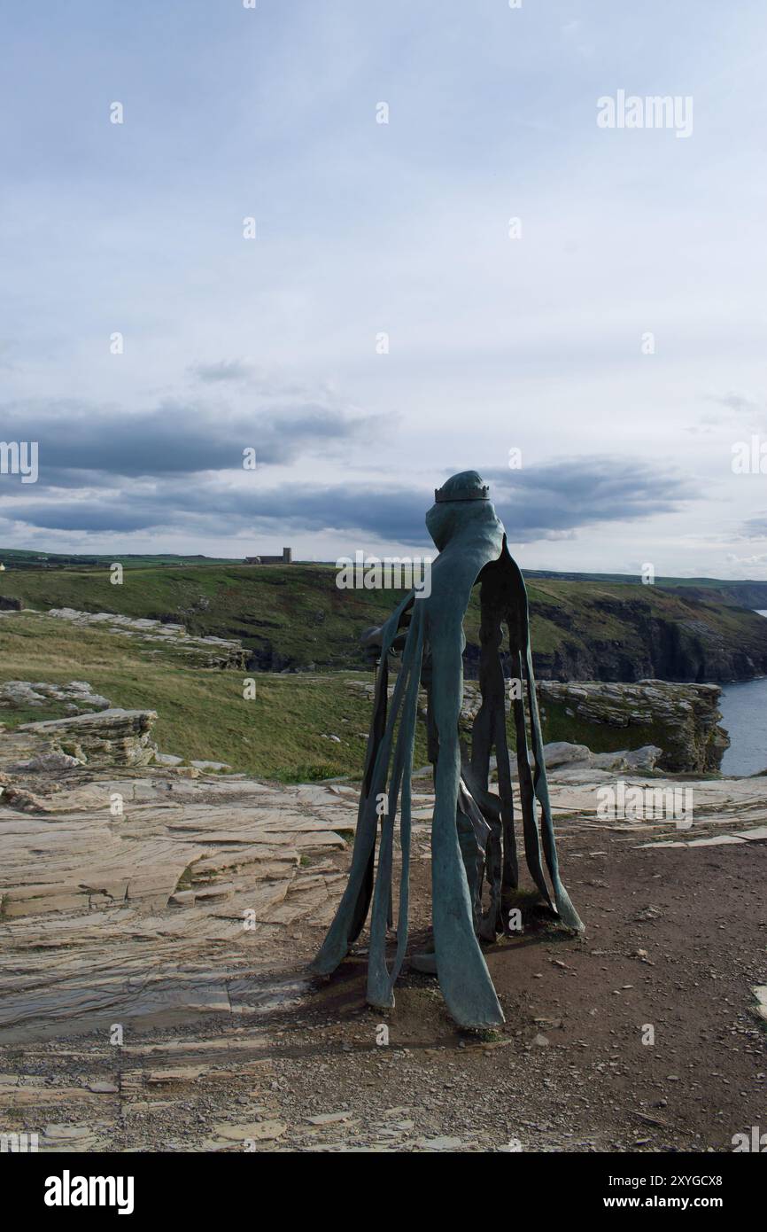 Gallos statue at Tintagel castle Stock Photo - Alamy