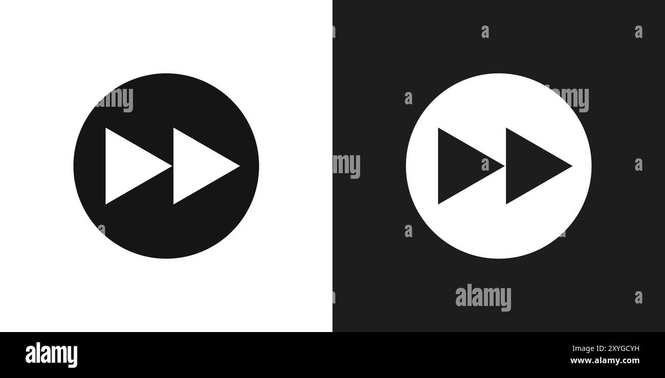 Rewind icon logo sign vector outline in black and white color Stock ...