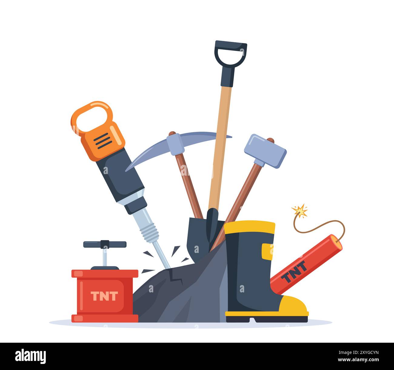Mining coal industry icons composition. Tools and equipment for ...