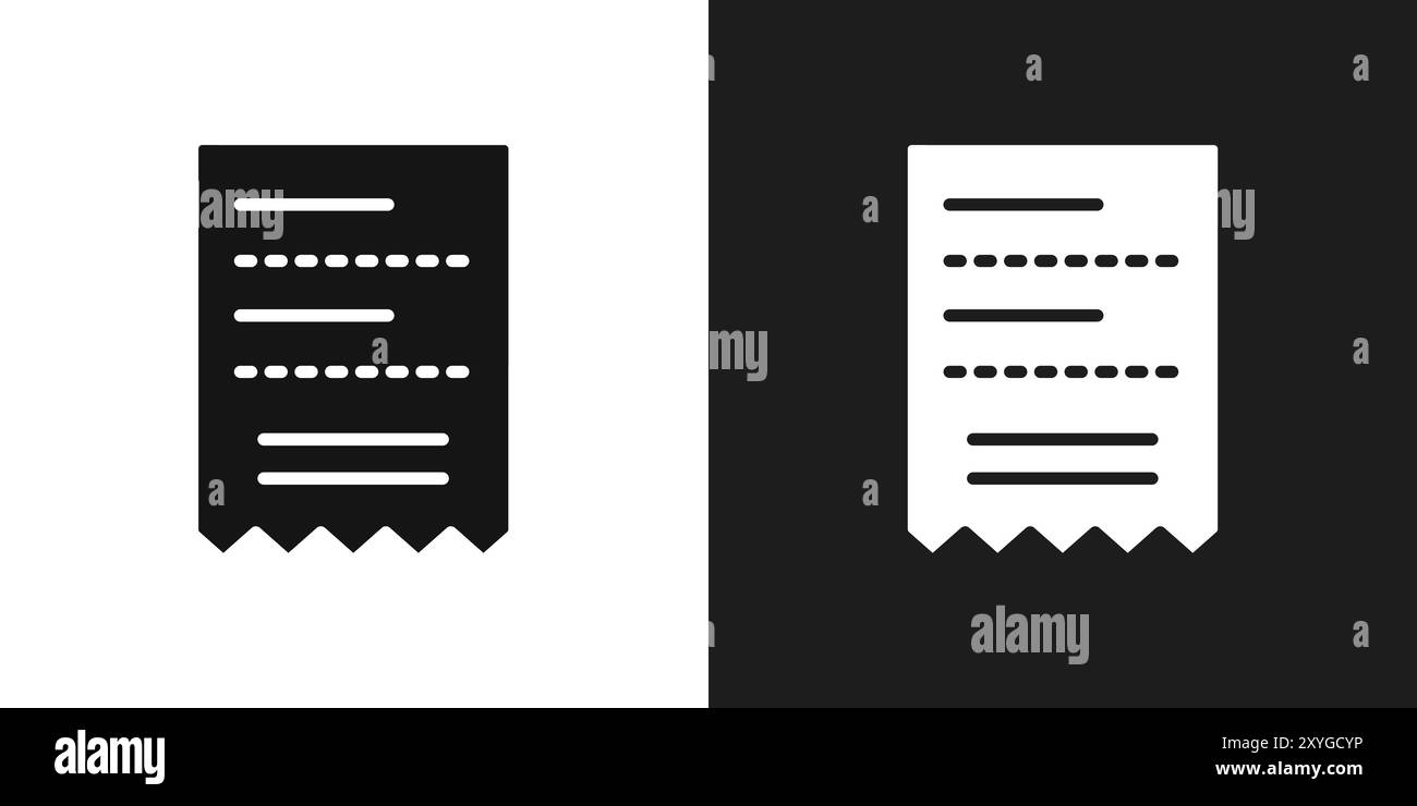 Receipt icon logo sign vector outline in black and white color Stock ...