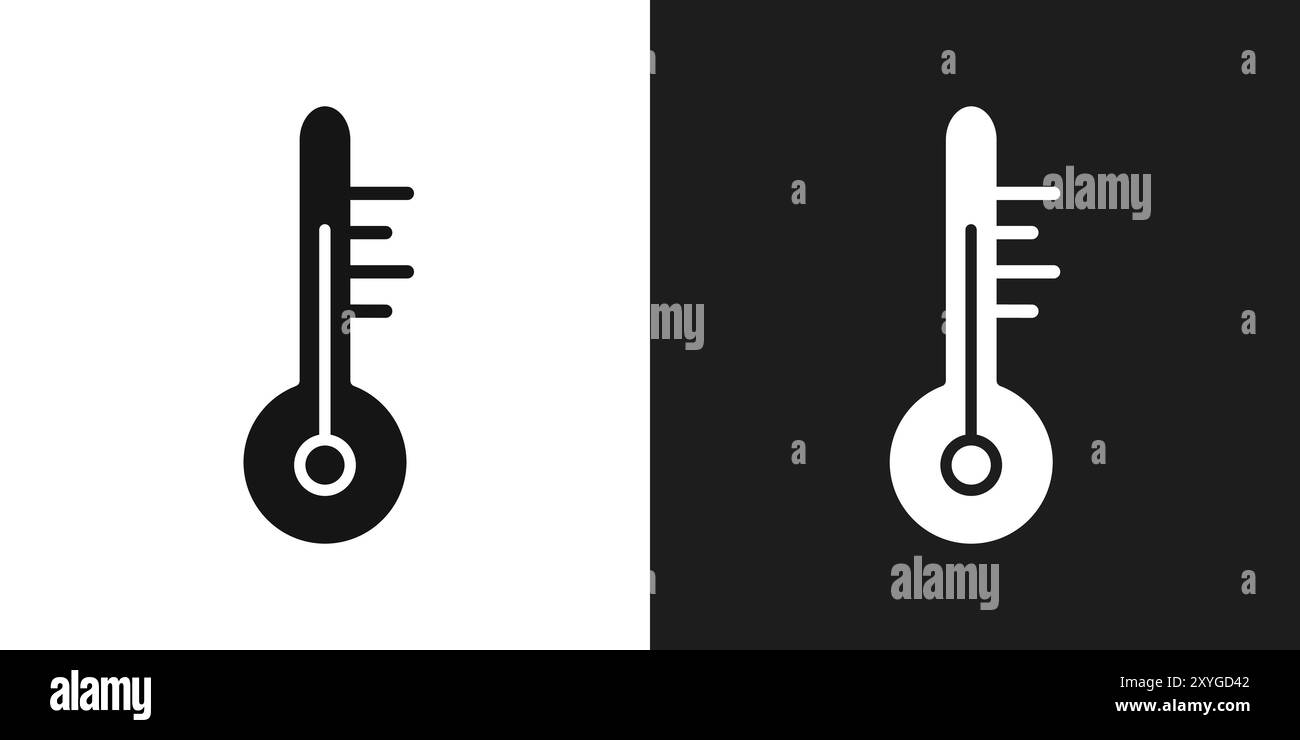 Temperature icon logo sign vector outline in black and white color ...