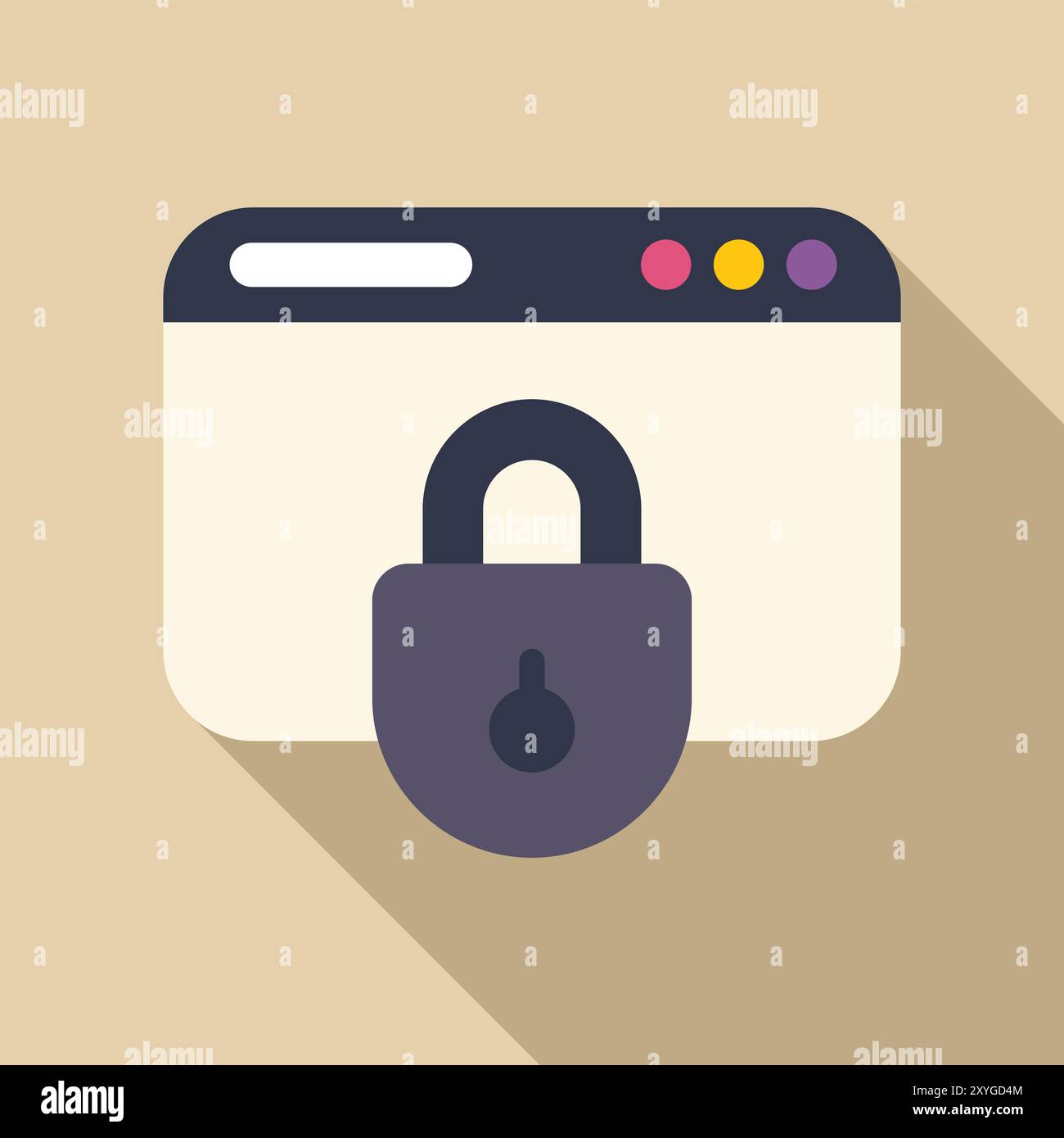 Padlock is appearing locked in front of a generic web browser window ...