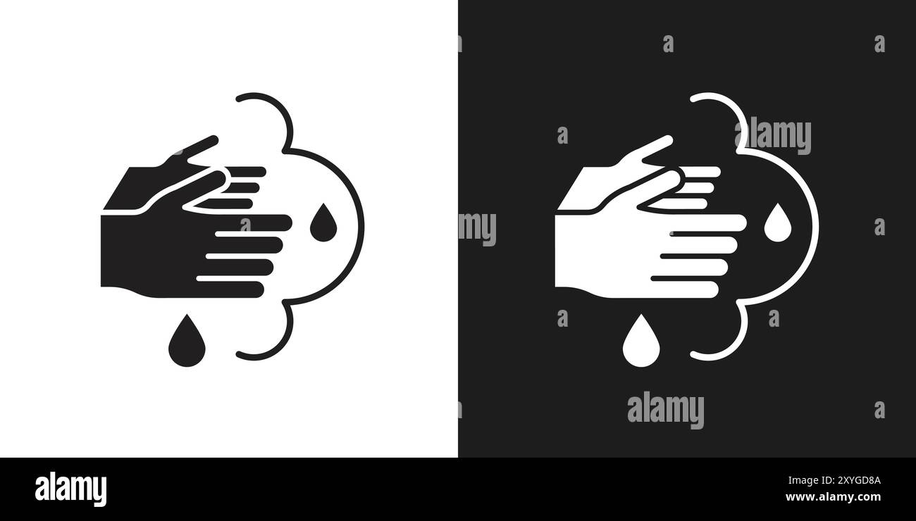 Wash your hands icon logo sign vector outline in black and white color ...