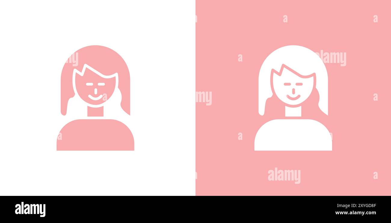 Woman icon logo sign vector outline in black and white color Stock ...
