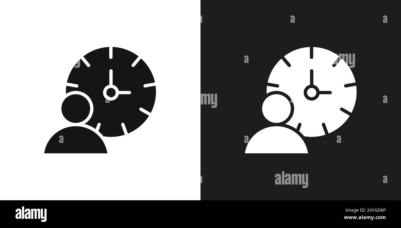 User time icon logo sign vector outline in black and white color Stock ...