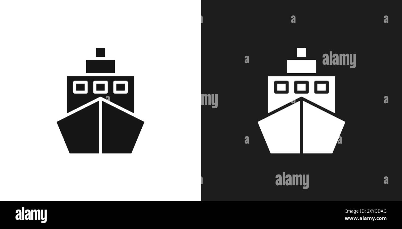 Ship icon logo sign vector outline in black and white color Stock ...