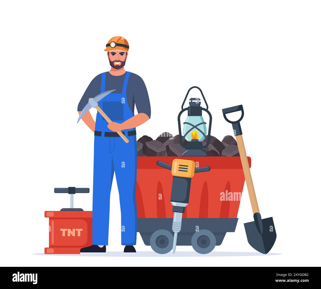 Mining coal industry icons composition. Tools and equipment for ...