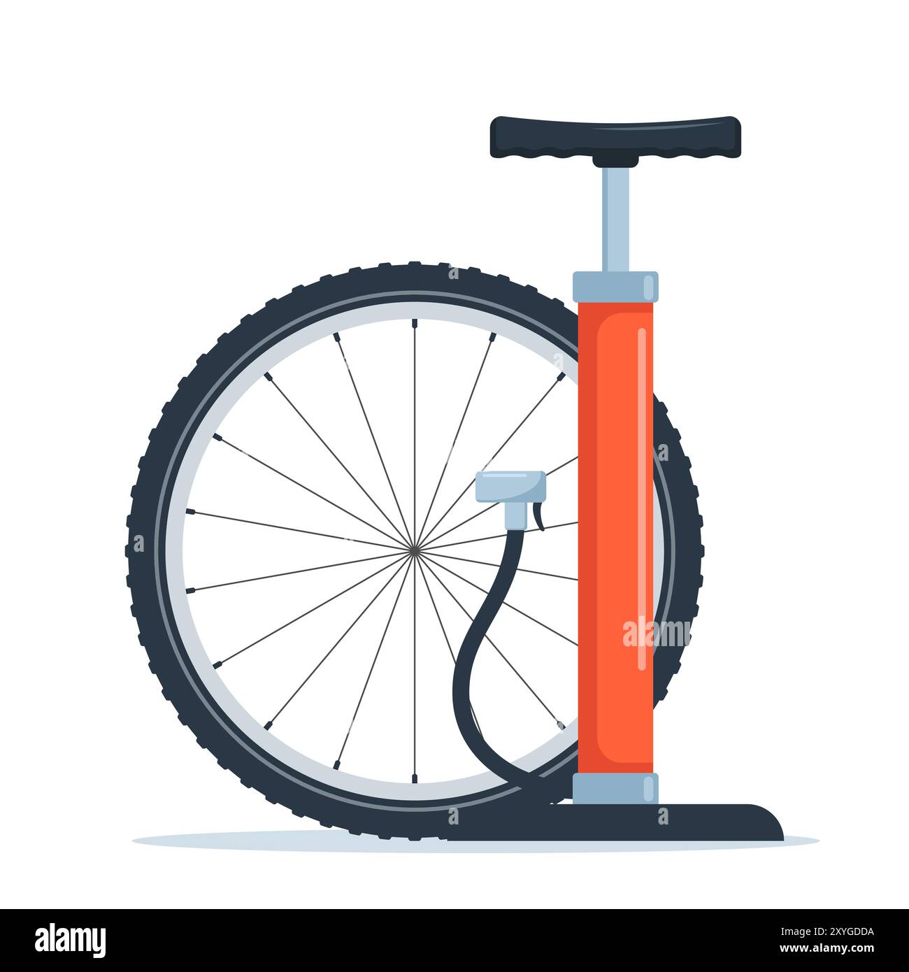 Air pump and bicycle wheel. Mechanical device for pumping. Pressure ...