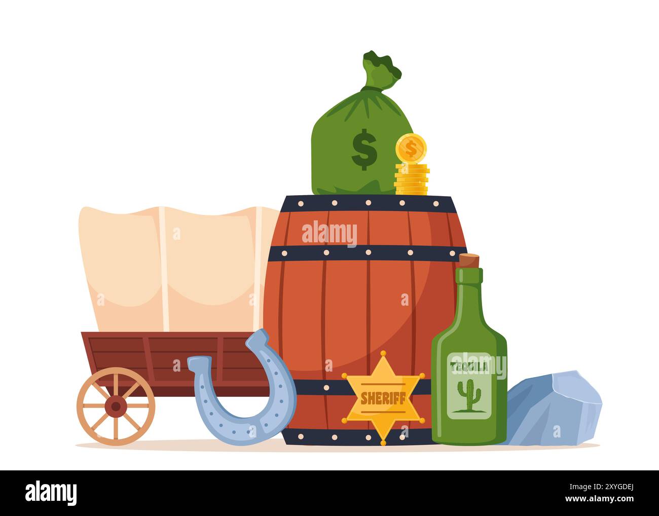 Wild West icons composition. Western and cowboy elements. Texas symbols ...