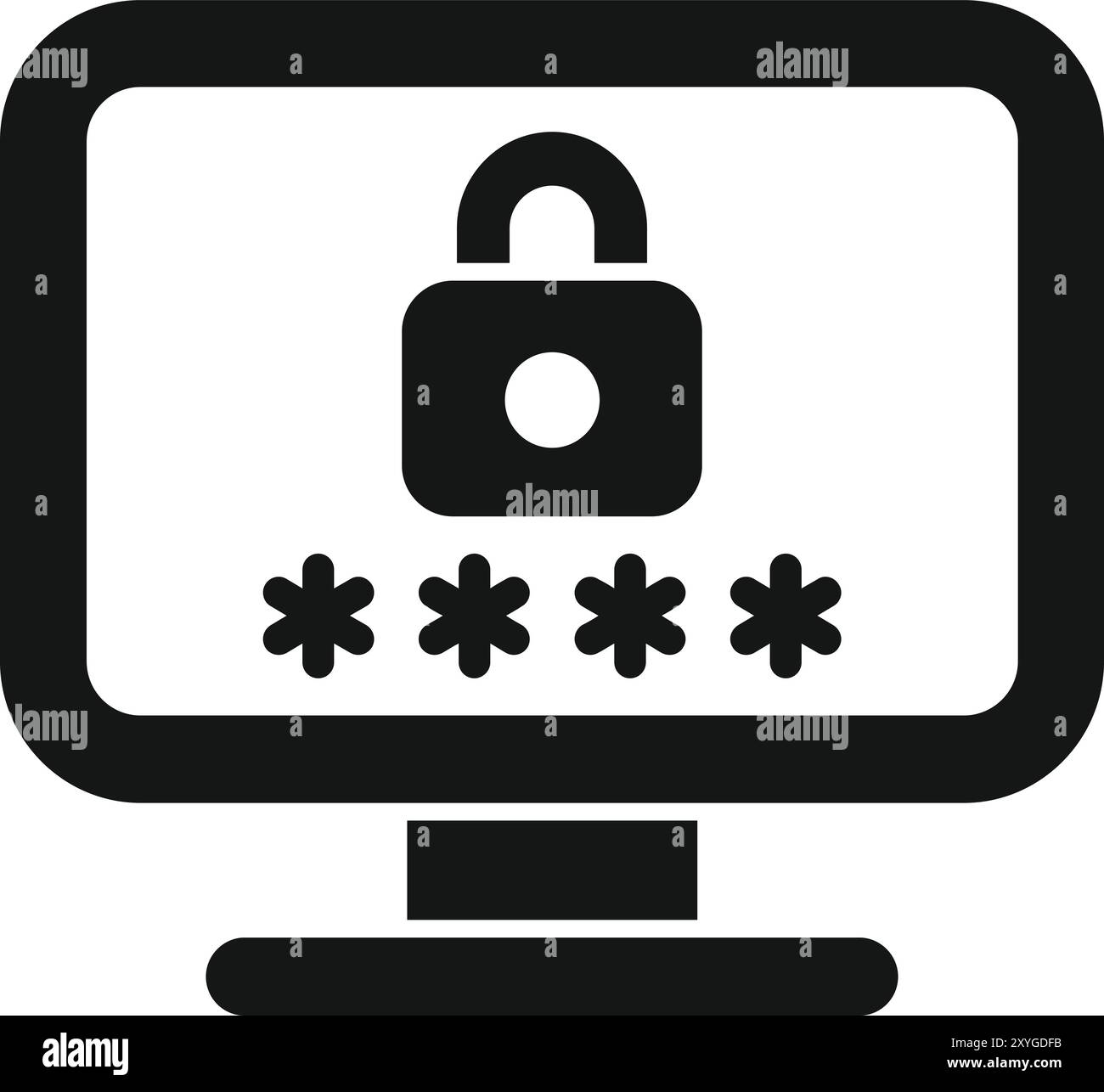 Simple vector showing a computer screen displaying password protected ...