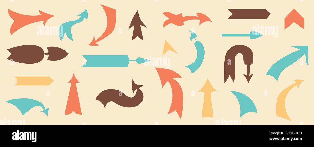 Vintage Direction Arrows Retro Navigation Icons Old Simple Cursor Banner Retro Target And