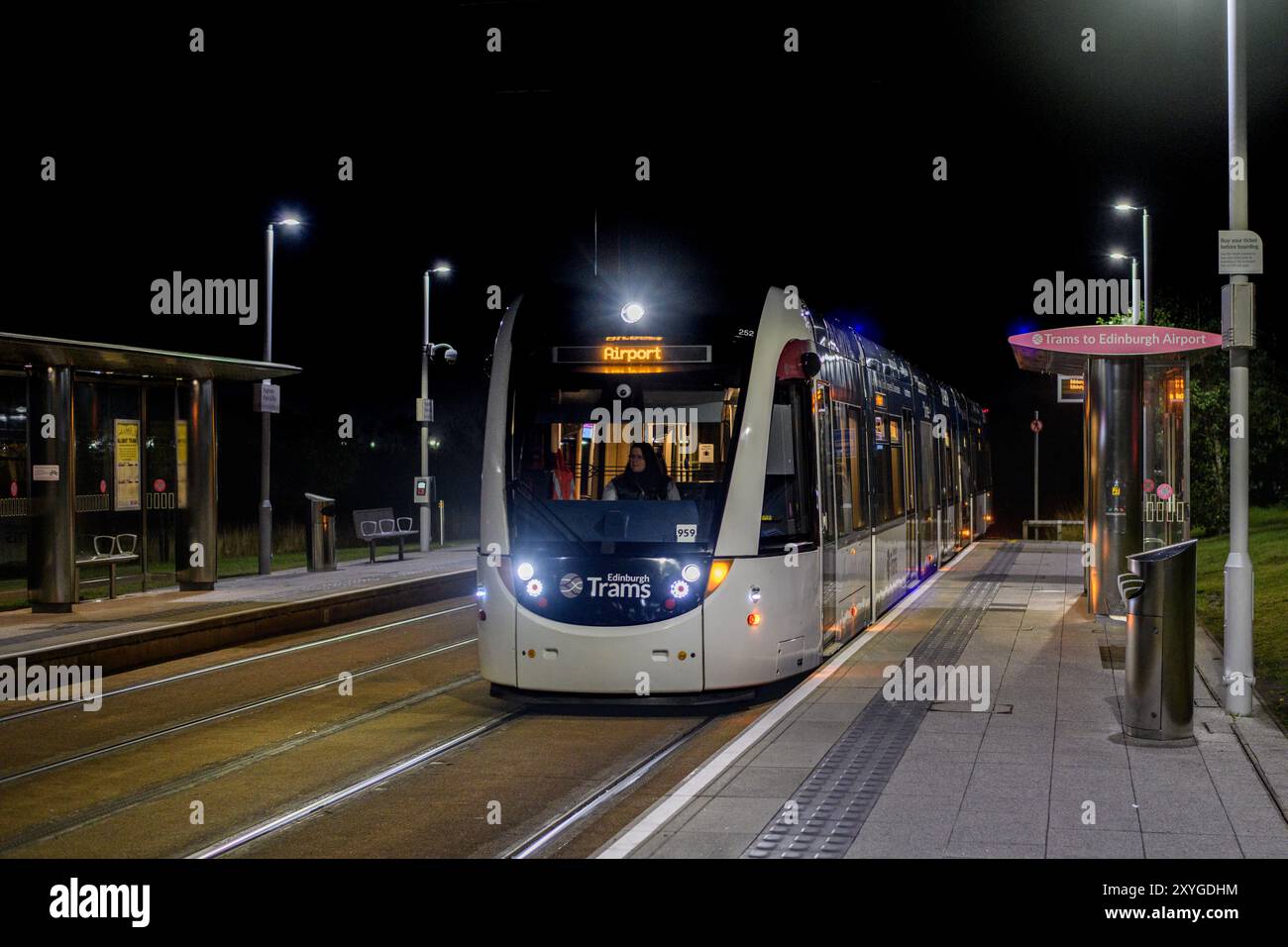 An Edinburgh Tram, With Female Driver, Arriving At Ingliston Park ...
