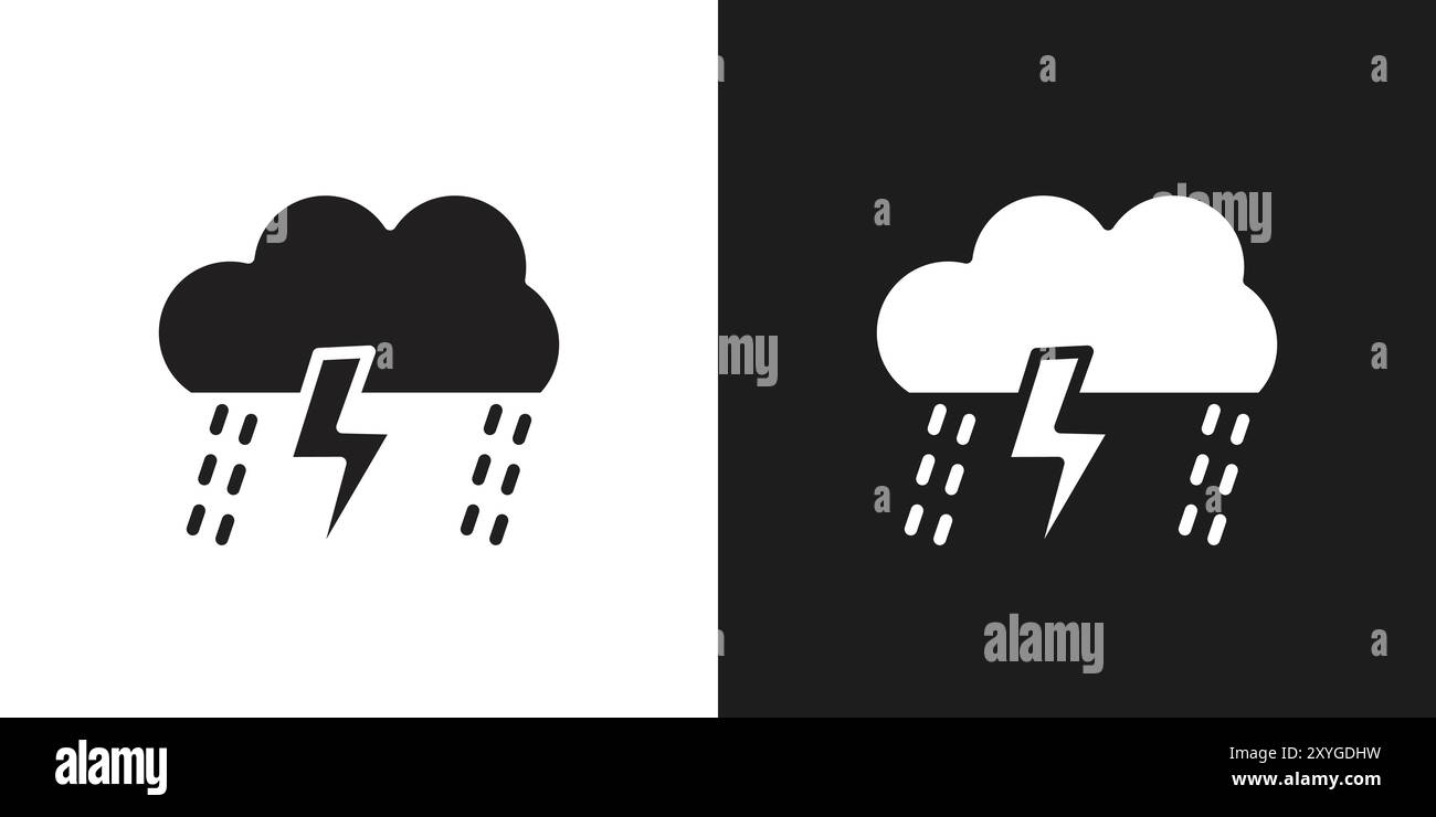 Thunderstorm icon logo sign vector outline in black and white color ...