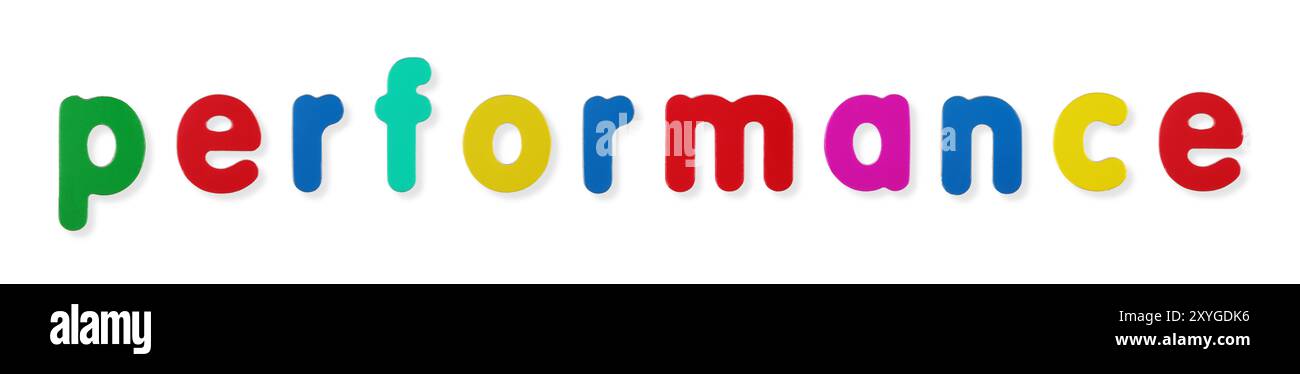 Performance word in coloured magnetic letters Stock Photo - Alamy
