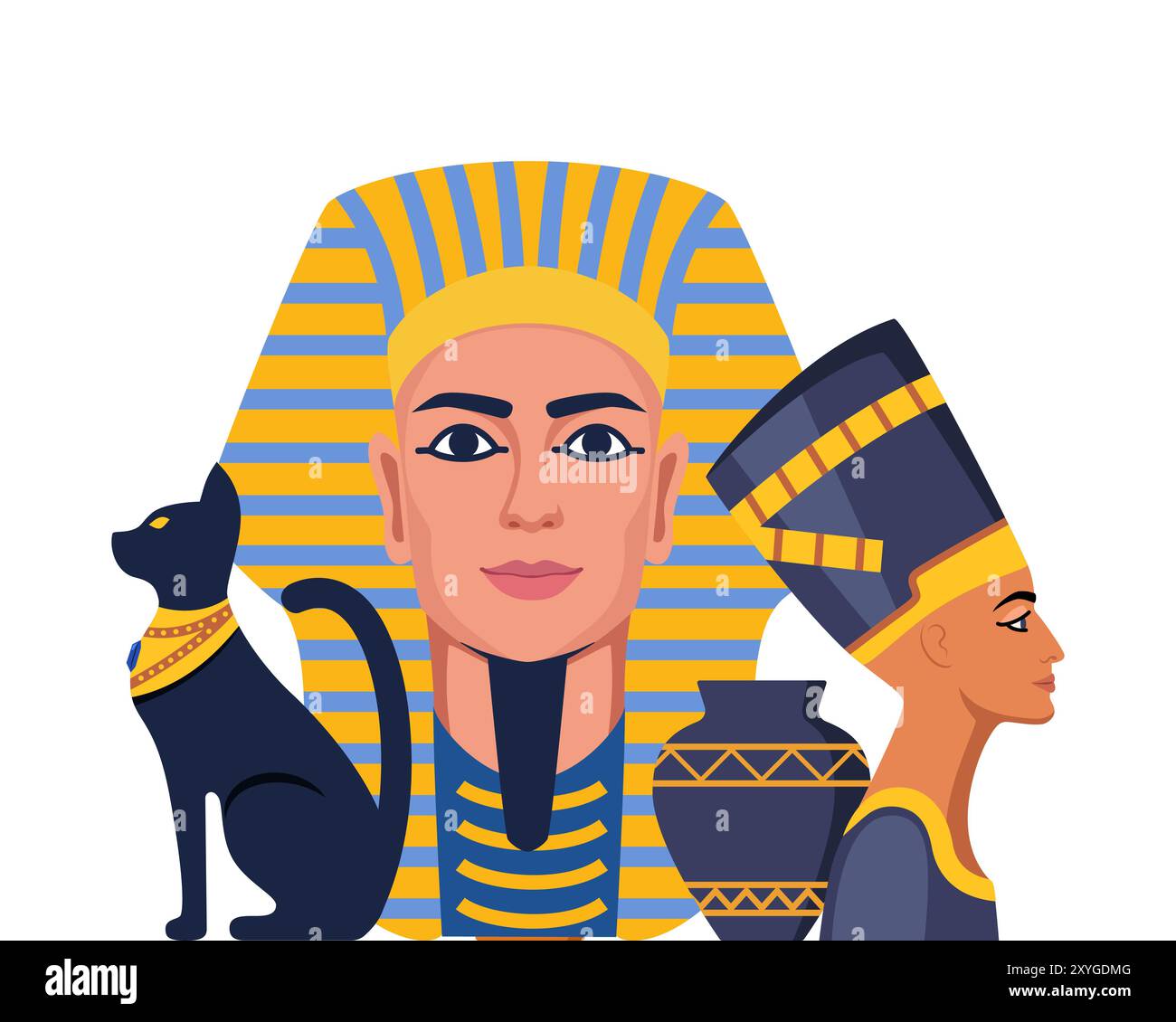 Ancient Egypt elements composition. Gods, deities and mythological ...