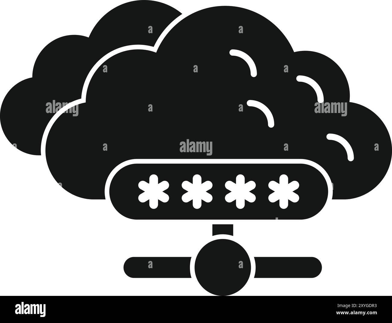 Cloud Computing Icon Showing Password Protected Network Data Information Server Security