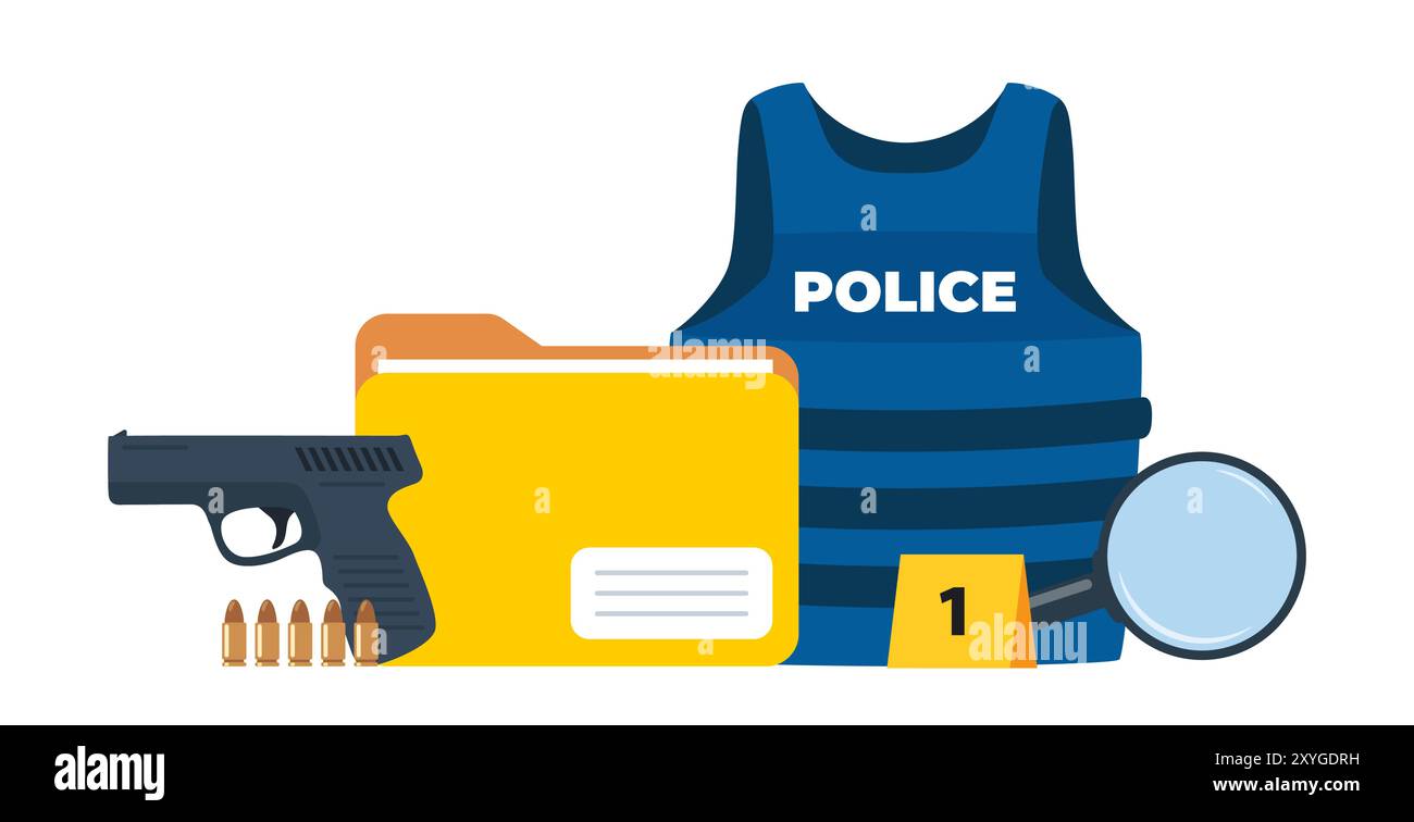 Police professional equipment for pursue and capture a criminal. Police ...