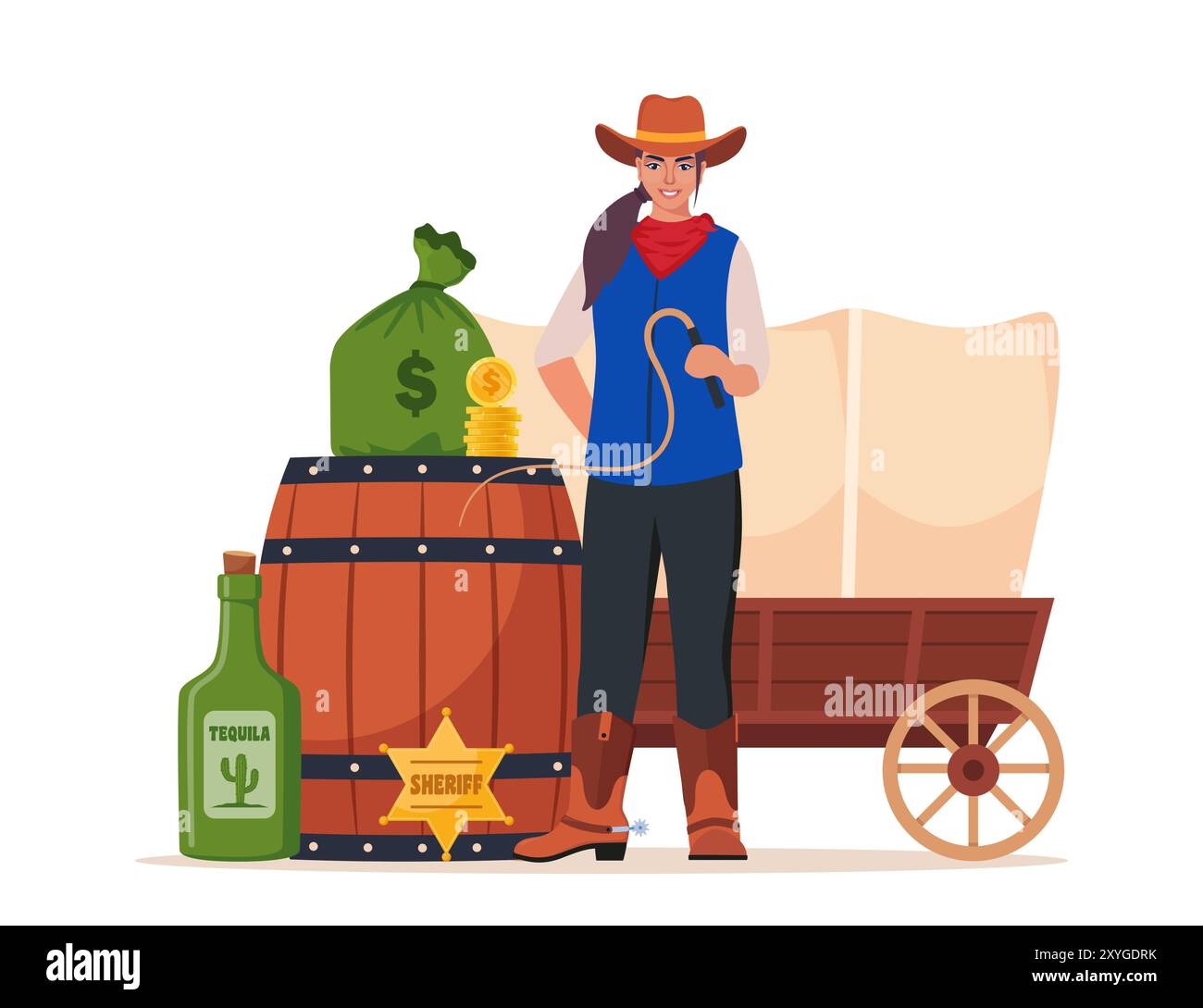 Wild West icons composition. Western and cowboy elements. Texas symbols ...