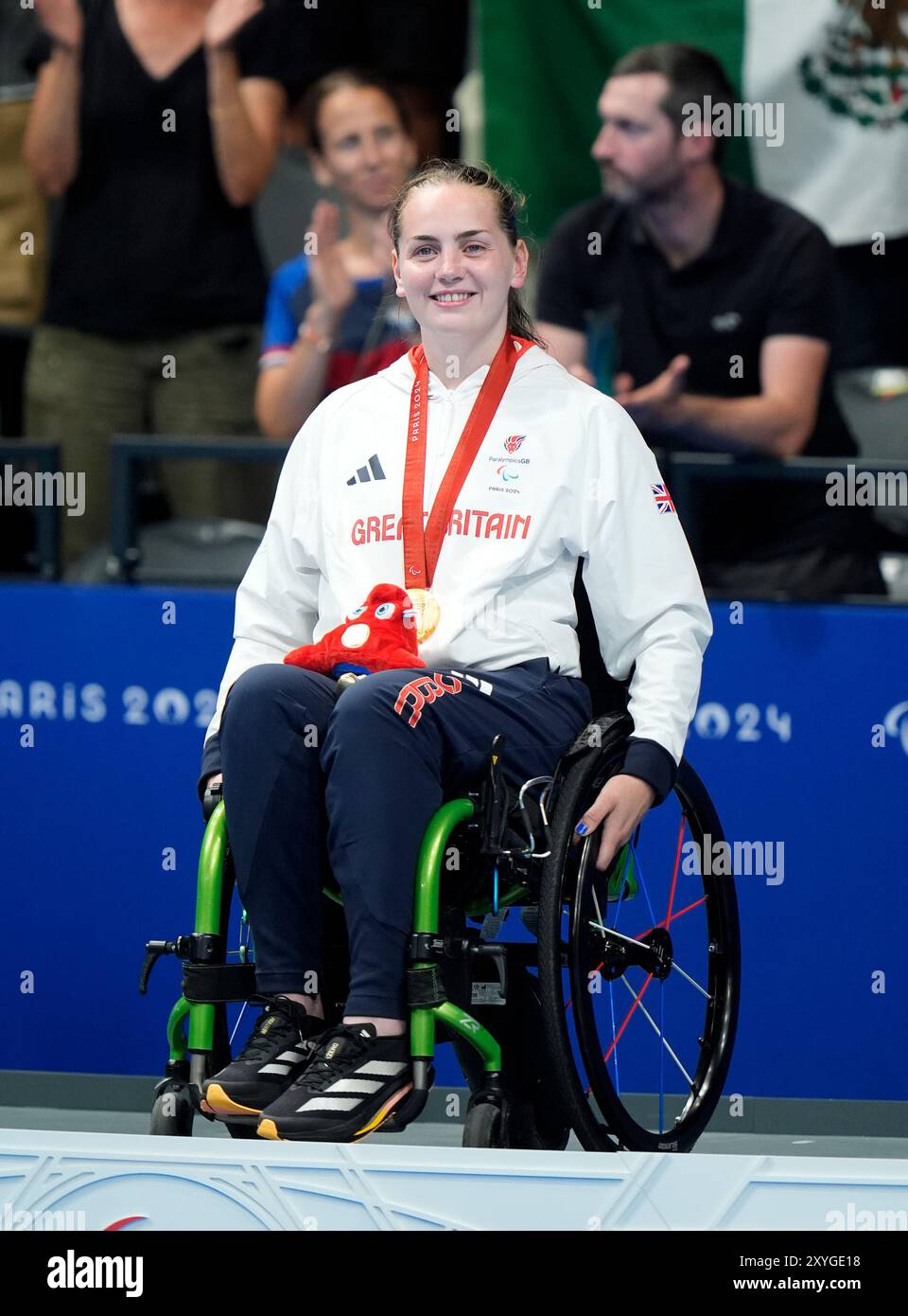 Great Britain's Tully Kearney on the podium with the gold medal after ...
