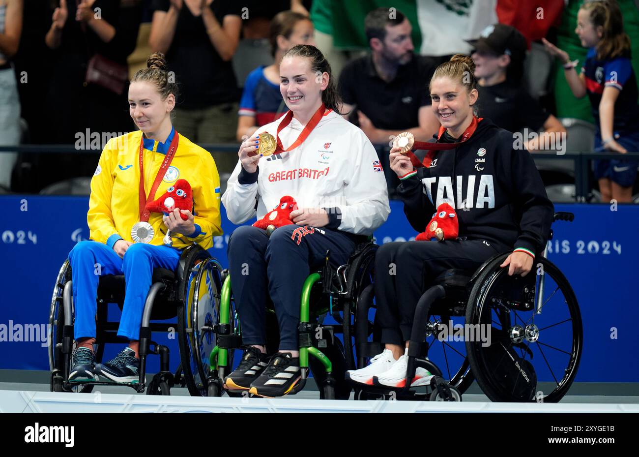 Great Britain's Tully Kearney on the podium with the gold medal after ...