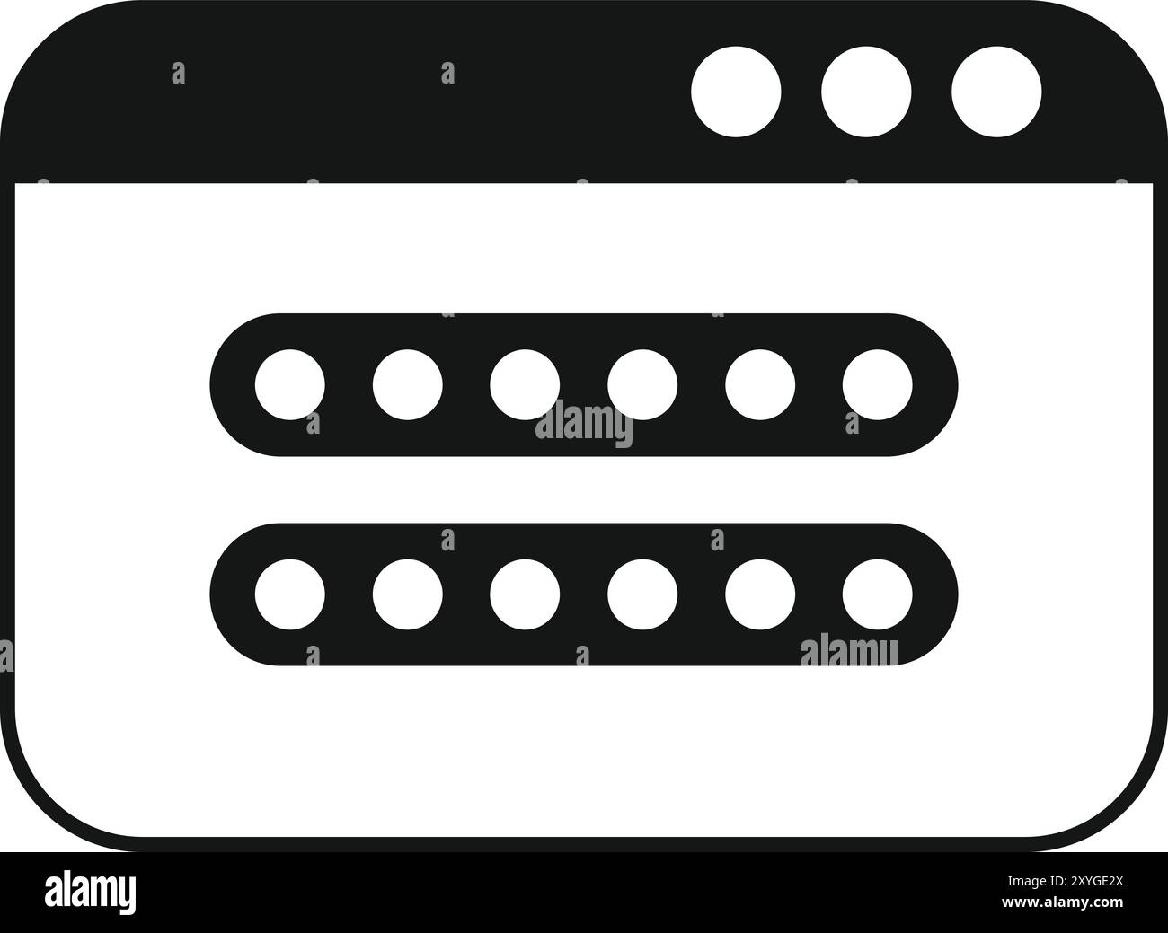 Simple Icon Of A Web Browser Showing A Password Form With Hidden Password Dots Stock Vector