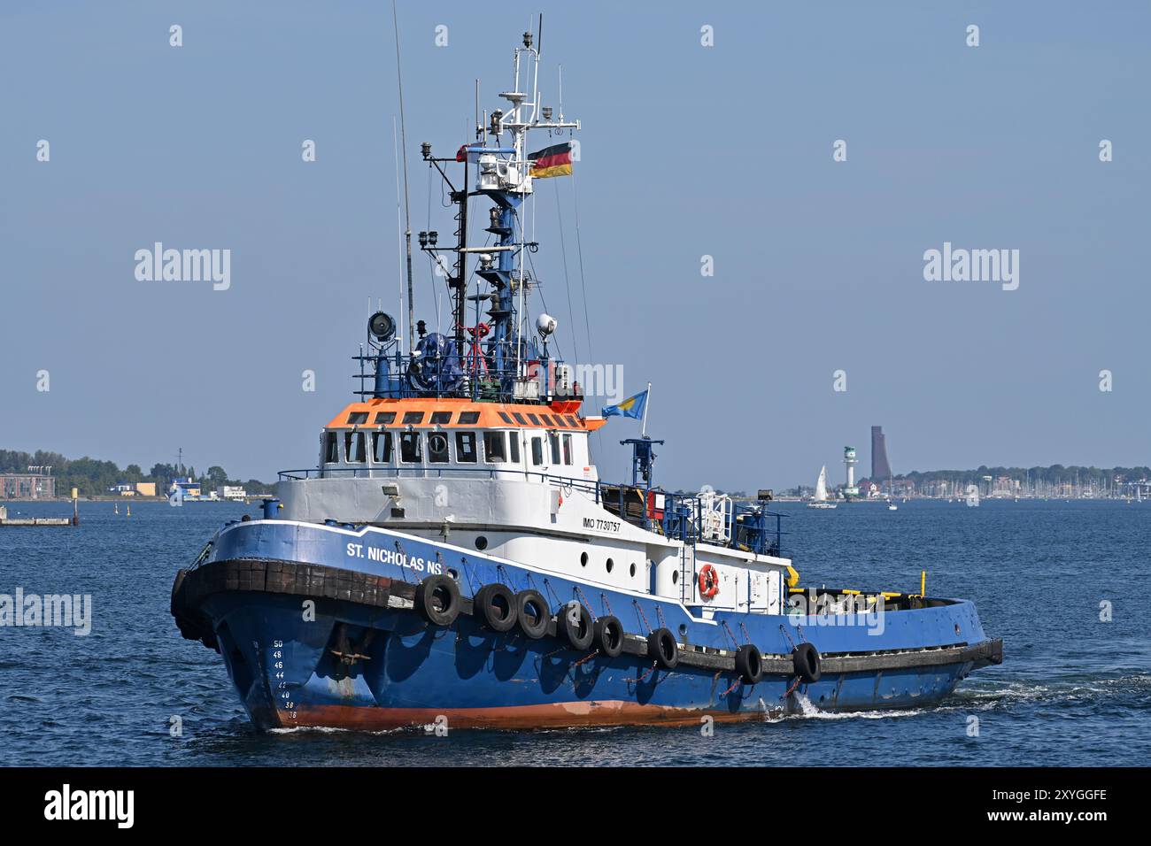 1977 built tug ST NICHOLAS NS passing the Kiel Canal heading from ...