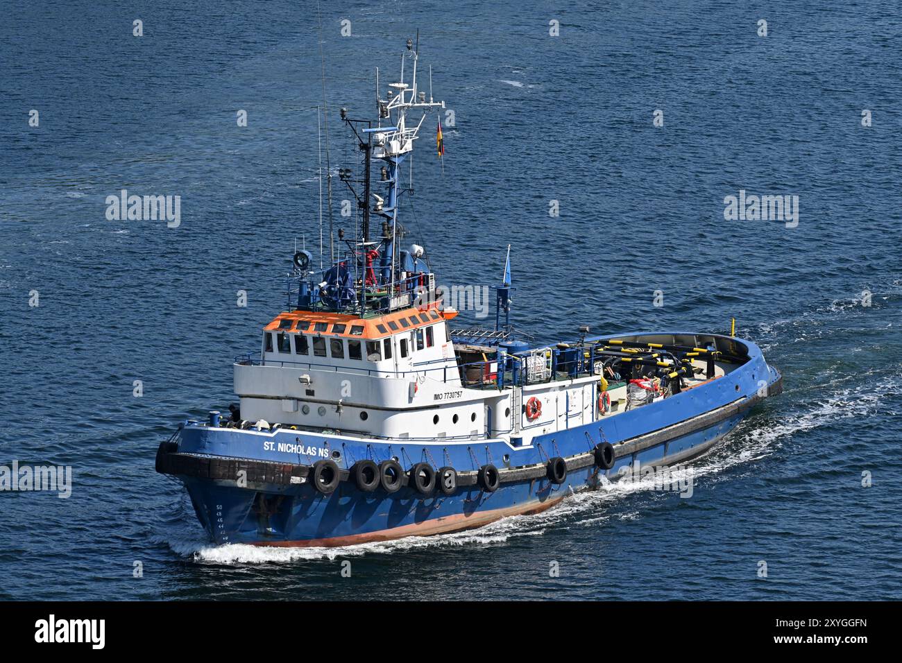 1977 built tug ST NICHOLAS NS passing the Kiel Canal heading from ...