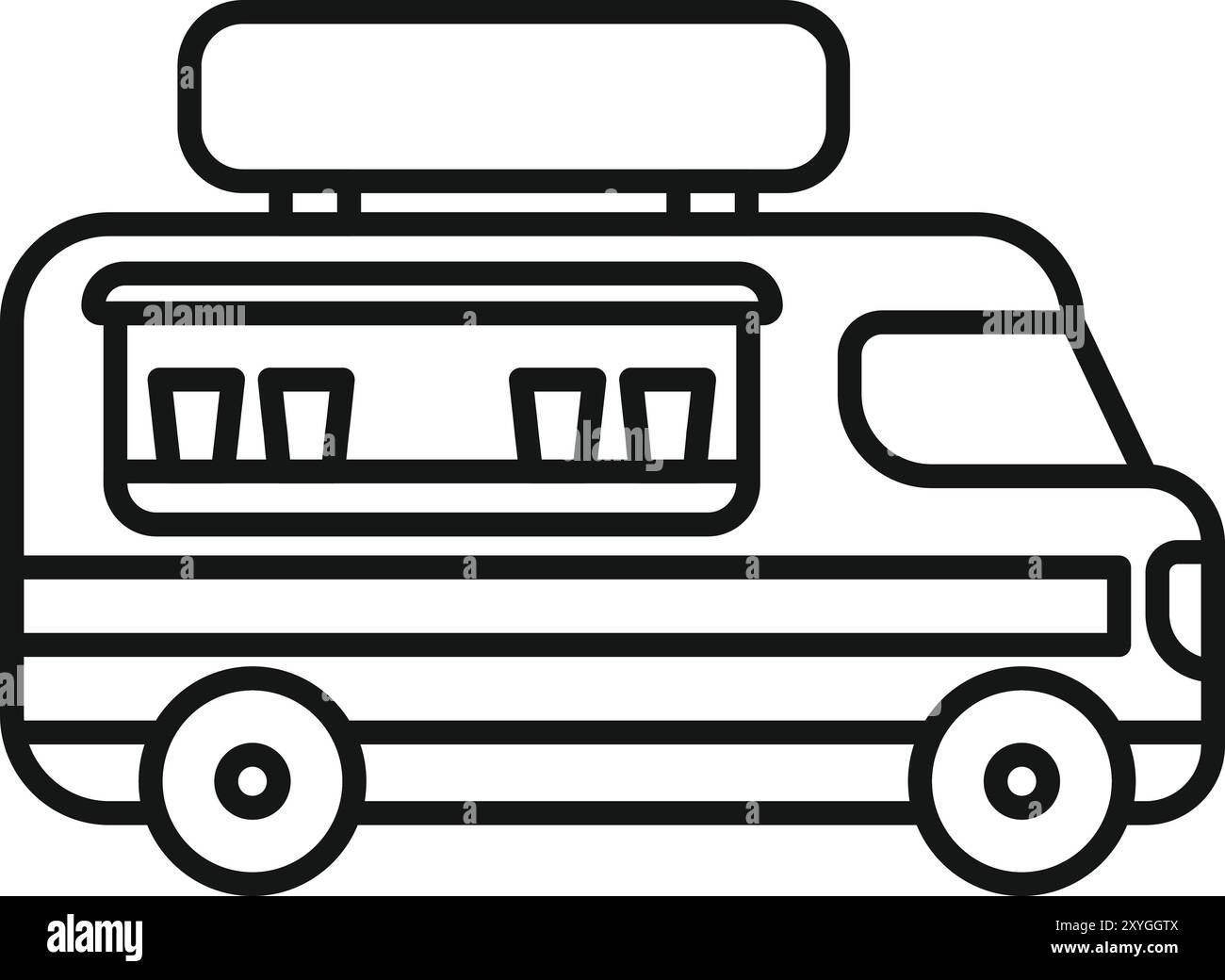 Simple vector of a food truck offering takeaway food and drinks Stock ...