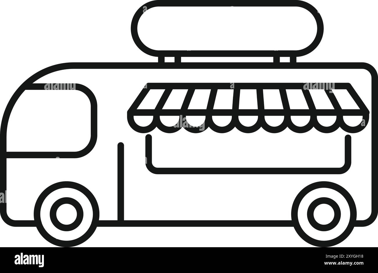 Simple line vector icon of a food truck waiting for customers Stock ...