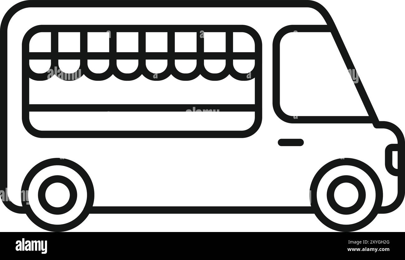 Simple line drawing of a food truck serving take away food, perfect for ...