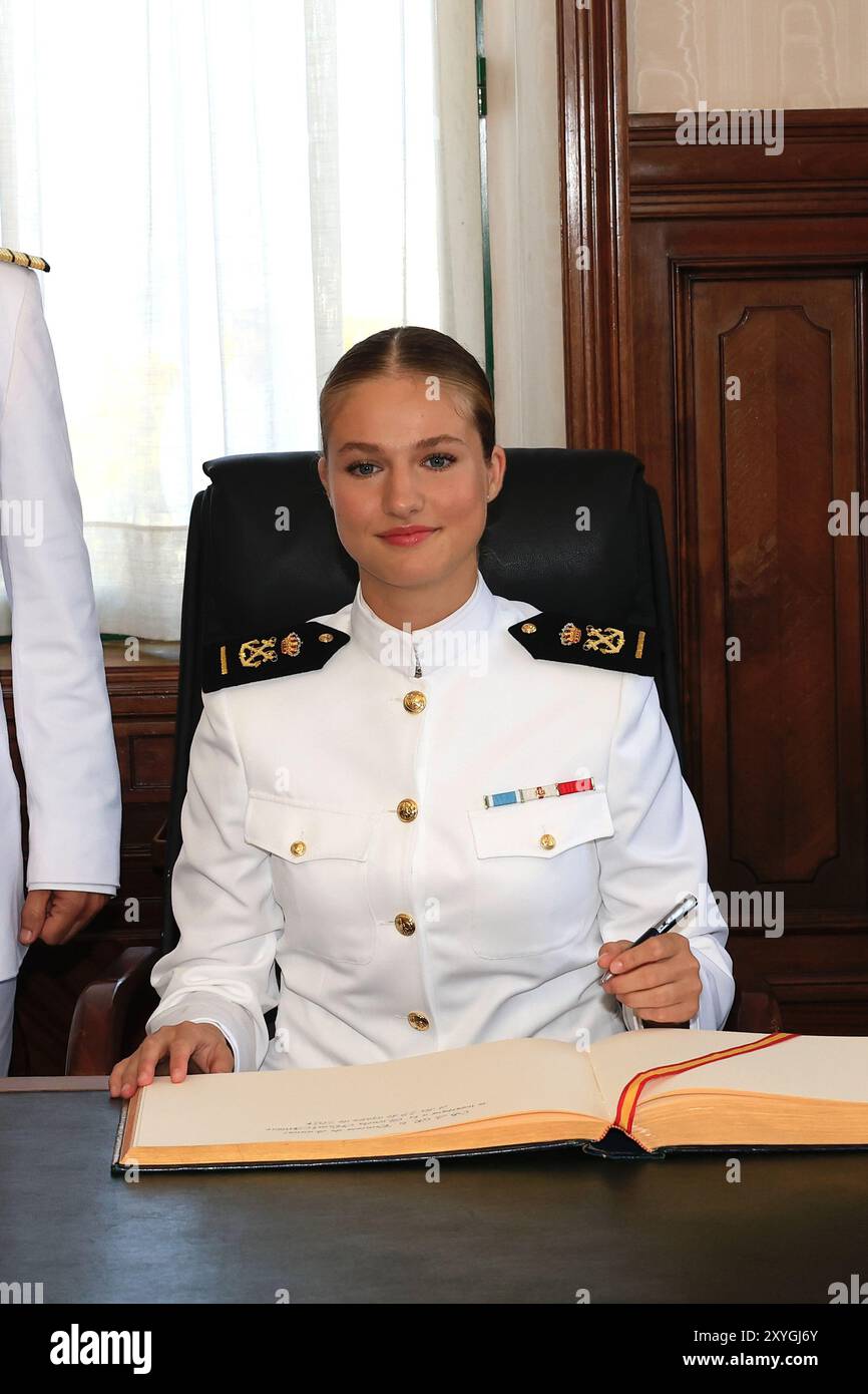 Crown Princess Leonor of Spain arrives at the Naval School of Marín on ...