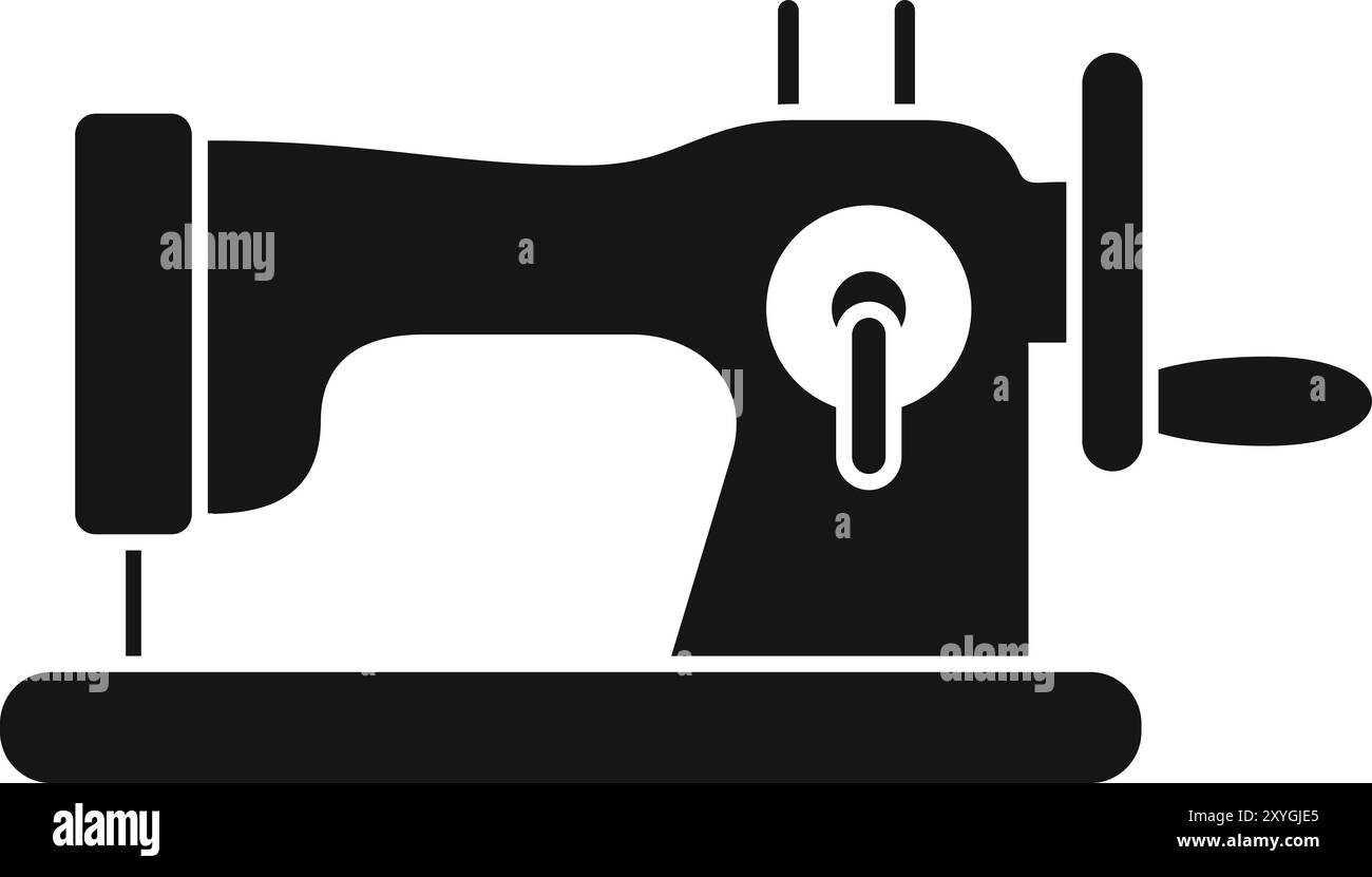 This simple black and white vector icon represents an old sewing ...