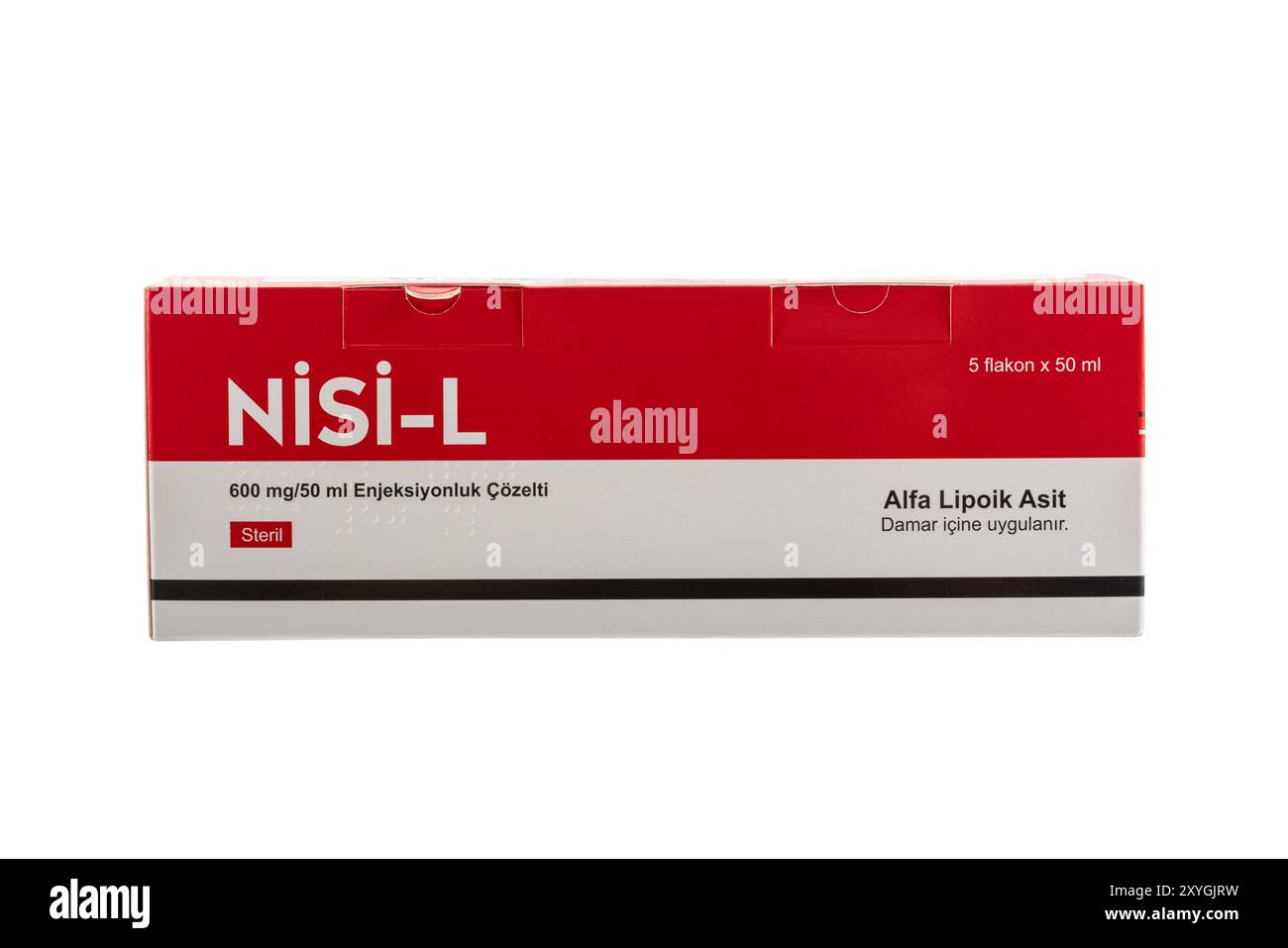 Istanbul, Turkey August 27, 2024; Nisi-L solution. Alpha lipoic acid in ...