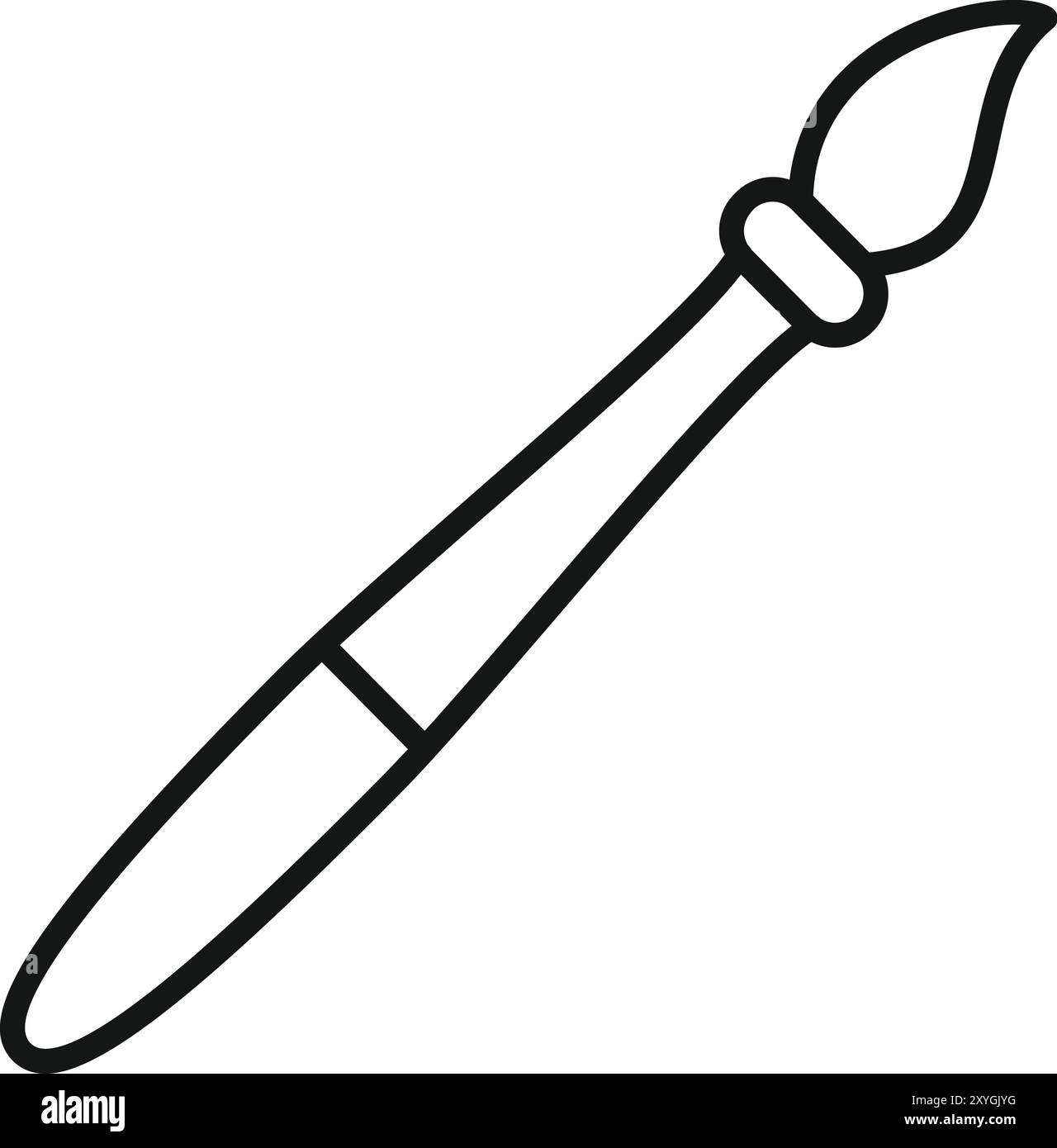 Simple black and white line drawing of an artist's paint brush, great ...