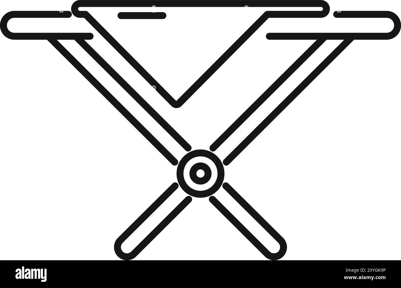 Simple black and white line drawing of a folding camping table being ...
