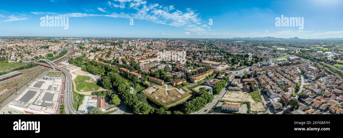 Aerial view of medieval walls and gun platform defending Padova Italy ...